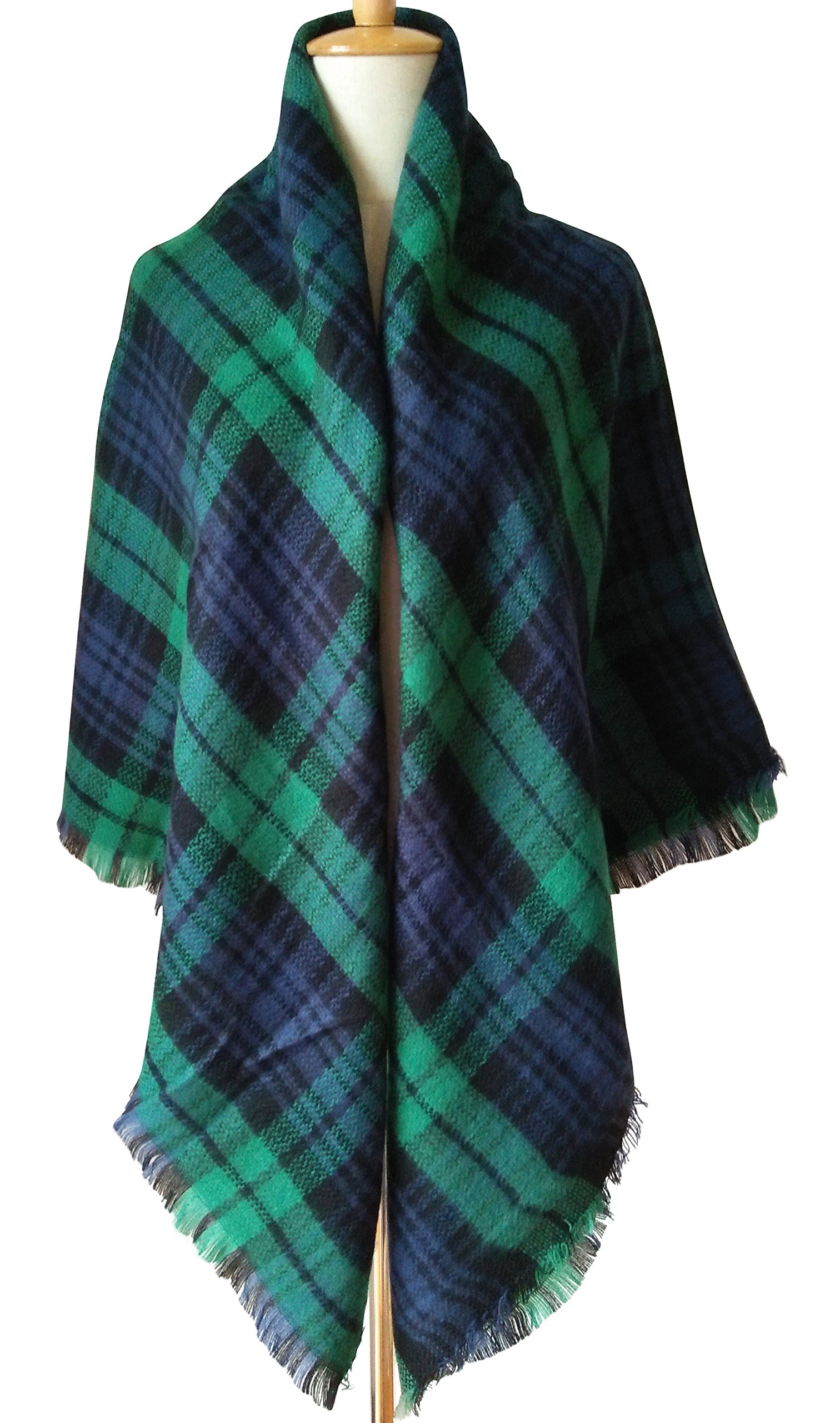 MOTINE Tartan Blanket Scarf Stylish Winter Warm Pashmina Wrap Shawl for Women (Green)