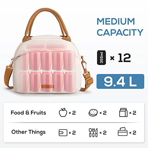 TOURIT Womens Lunch Bag Insulated Lunch Box Cute Lunch Bags for Women, Work, Picnic, Beige