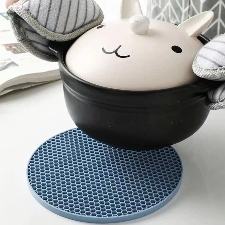 Silicone Trivet Mats - 4 Heat Resistant Pot Holders, Multipurpose Non-Slip Hot Pads for Kitchen Potholders, Hot Dishers, Jar Opener, Spoon Holder, Food Grade Silicone,Easy to wash and Dry(Nordic Grey