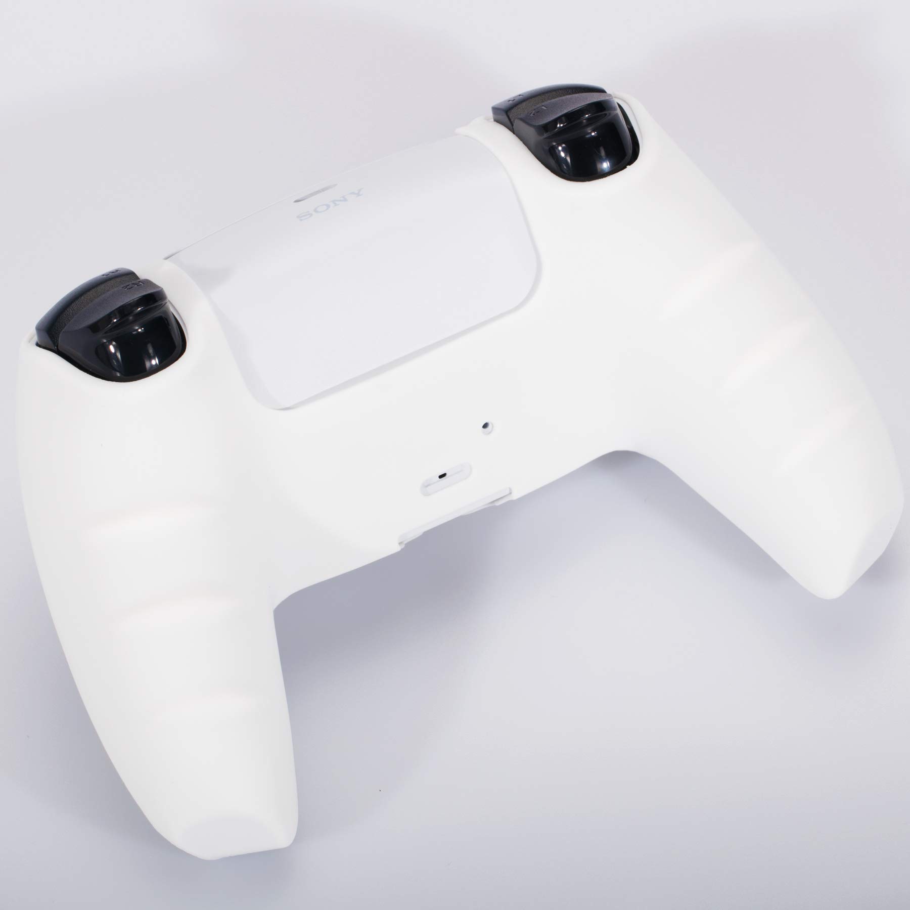 Playrealm Soft 3D Dots Silicone Skin Cover x 1 & Thumb Grips x 8 for PS5 Dualsenese Controller (White)