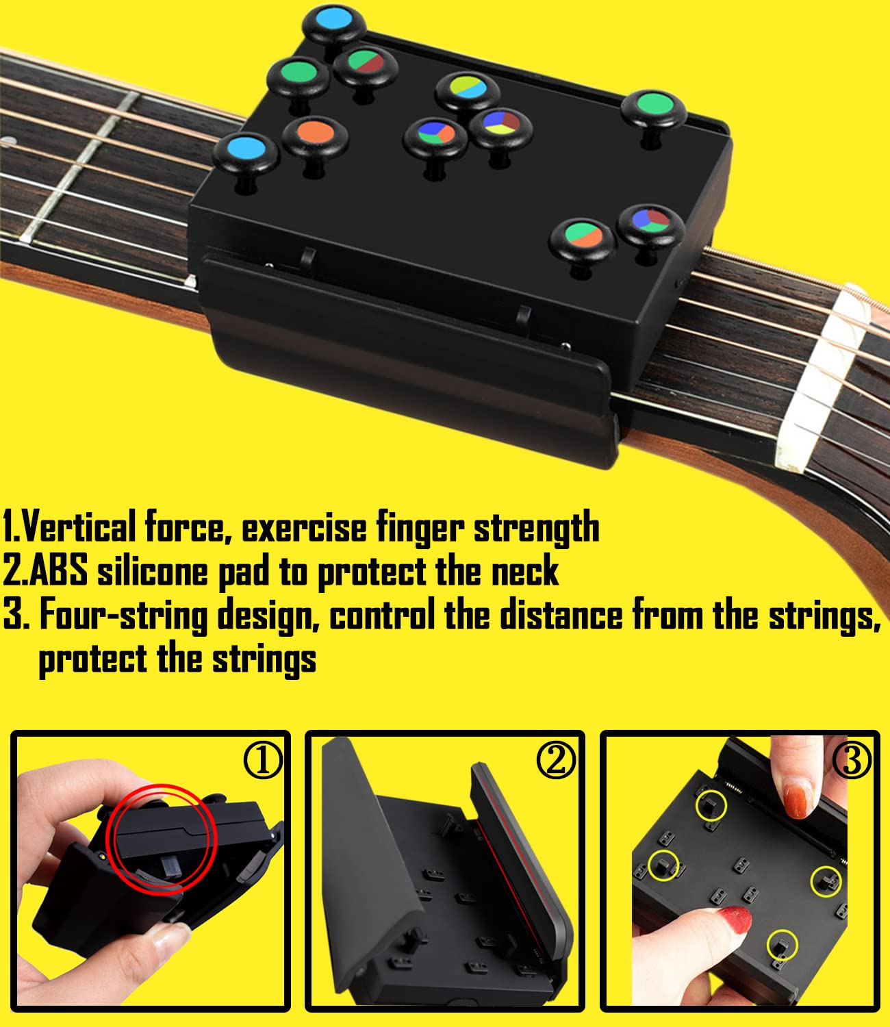 QUDODO Guitar Chord Learning Starter, Guitar Accessories, Guitar Trainer No Need to Develop Callouse, Eliminates Finger Pain, Guitar Lover Beginner Gift (Guitar Starter Learning Tool)