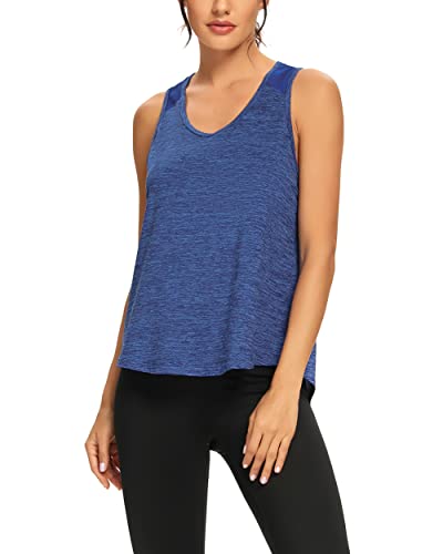 Quccefods Workout Tops for Women Open Back Athletic Yoga Shirts Tie Back Tanks Gym Workout Clothes Royal Blue