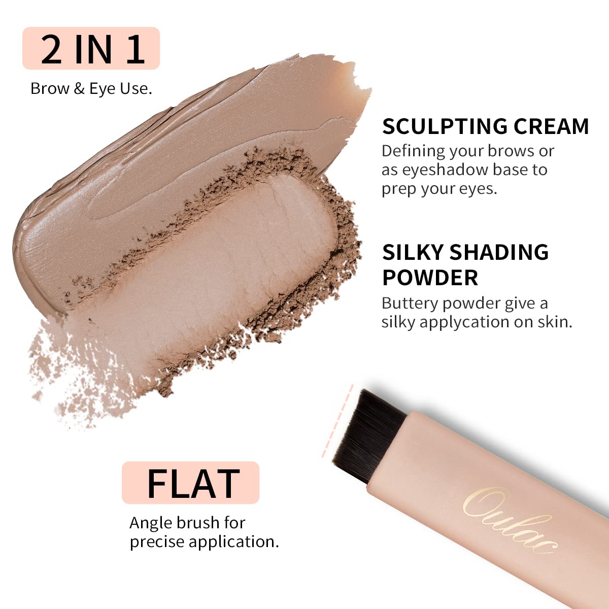 Oulac Waterproof Light Eyebrow Powder Kit with Brow Brush 2 in1 Long Lasting Instant Eyebrow Pomade & Powder Natural Makeup for Sparse Brows 3.2 g/0.11 oz (Golden Blonde)