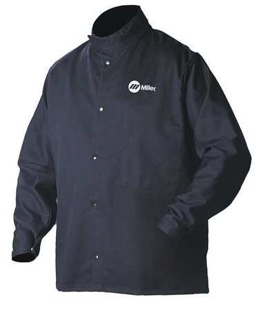Miller Electric Welding Jacket, Navy, Cotton/Nylon, M,Blue