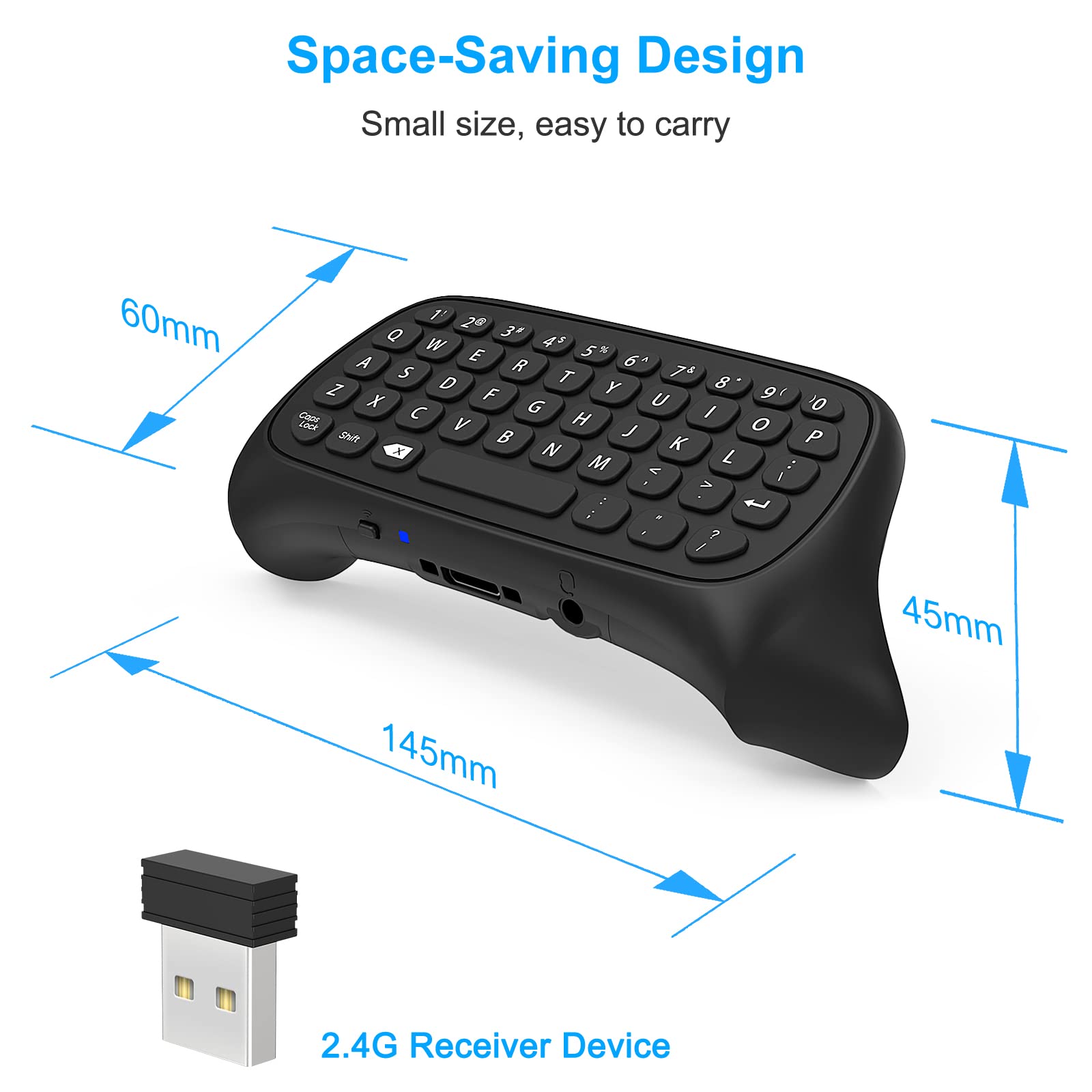 Wireless Keyboard for Xbox One/S, for Xbox Series X/S Controller, Mini Chatpad Message Controller Keyboard Built-in Speaker with 2.4G Receiver & 3.5mm Audio Jack for Xbox Series X/S/One/S (Black)