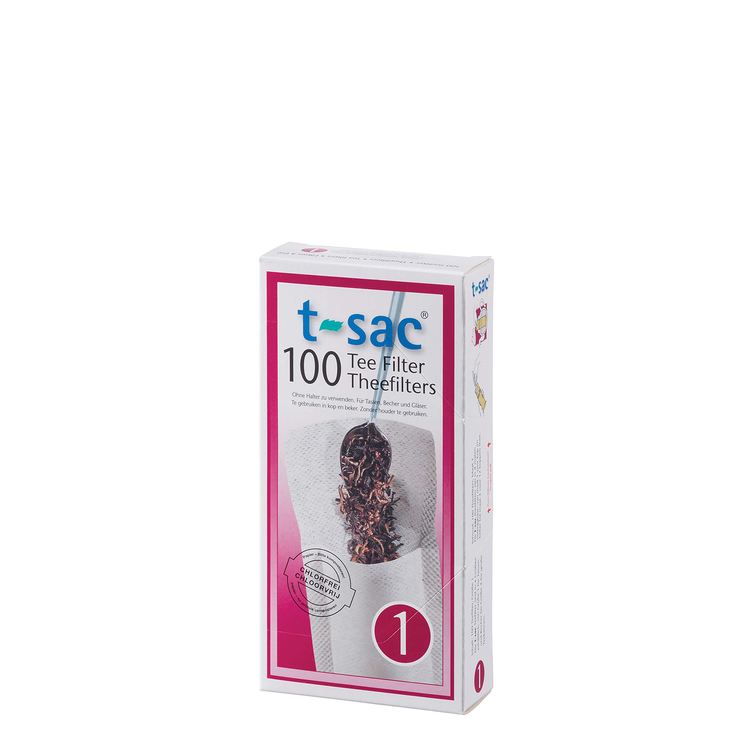 T-Sac Tea Filter Bags, Disposable Tea Infuser, Number 1-Size, 1-Cup Capacity, Set of 100