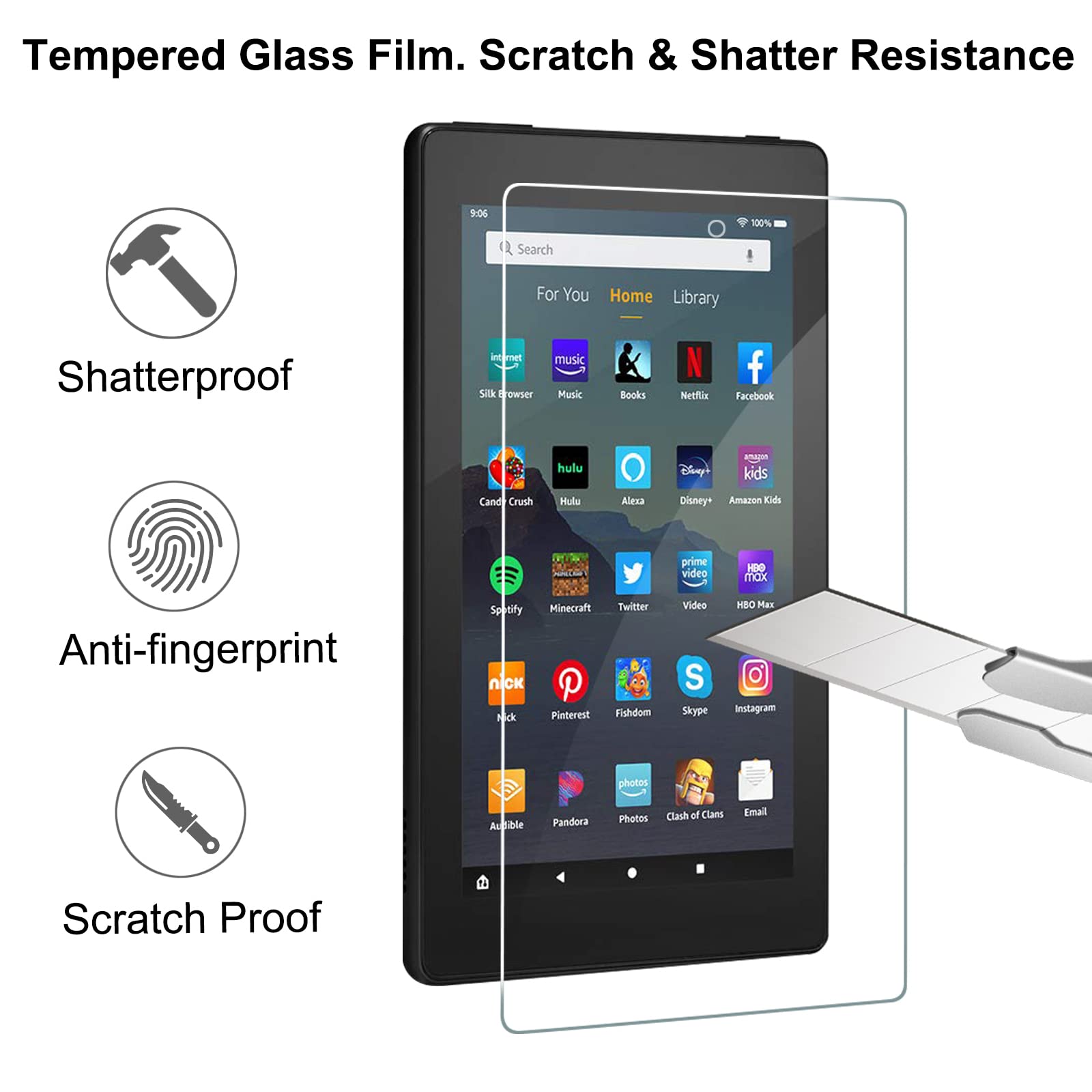 S-Union Upgraded Touch Screen Digitizer Replacement for Amazon Kindle Fire HD 8 8th Gen 2018 L5S83A with Tempered Glass Film and Professional Tool Kit (8 Inch)