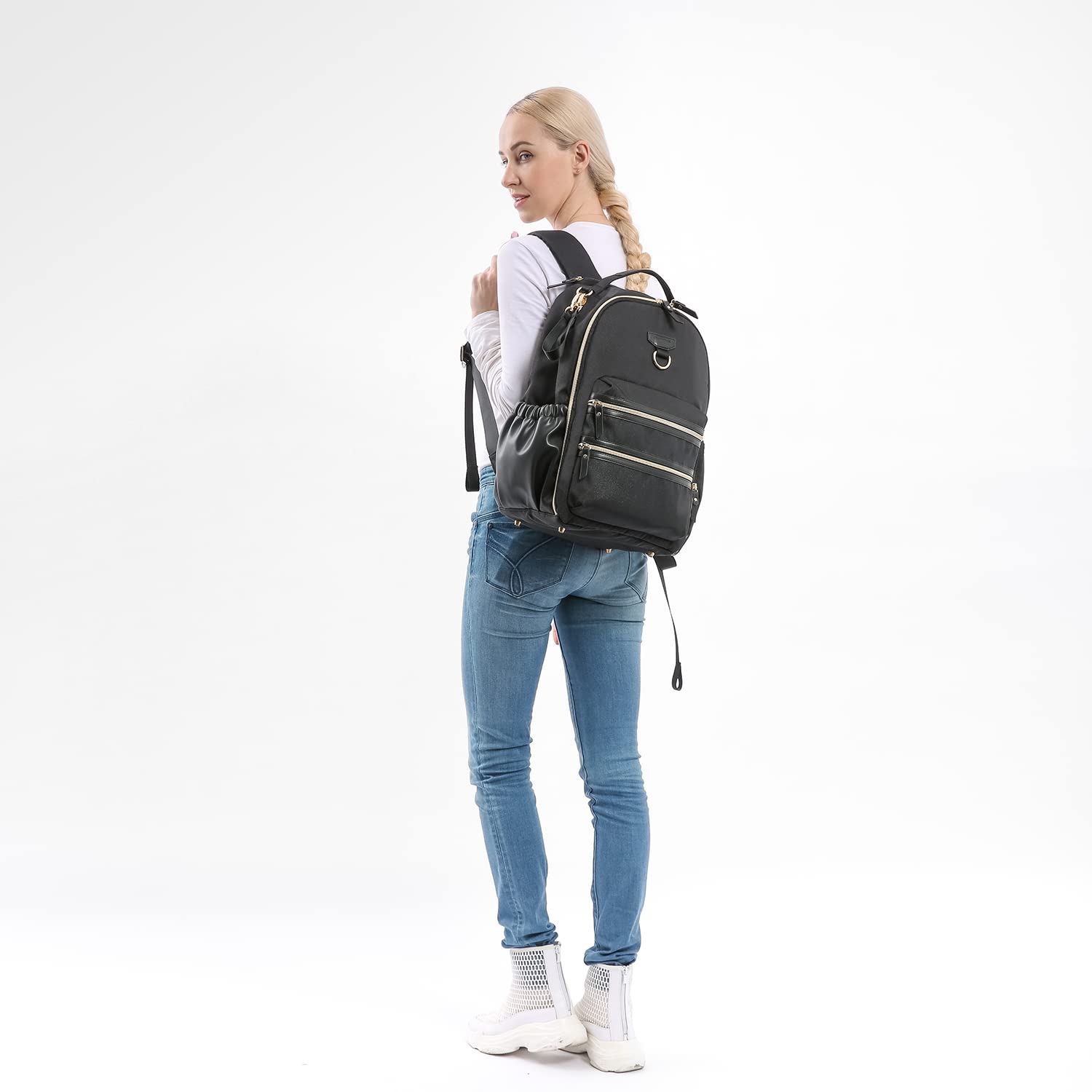mommore Diaper Bag Backpack with Changing Pad Large Capacity Travel Back Pack Wash-Free Mom Bag Baby Nappy Bag,Black
