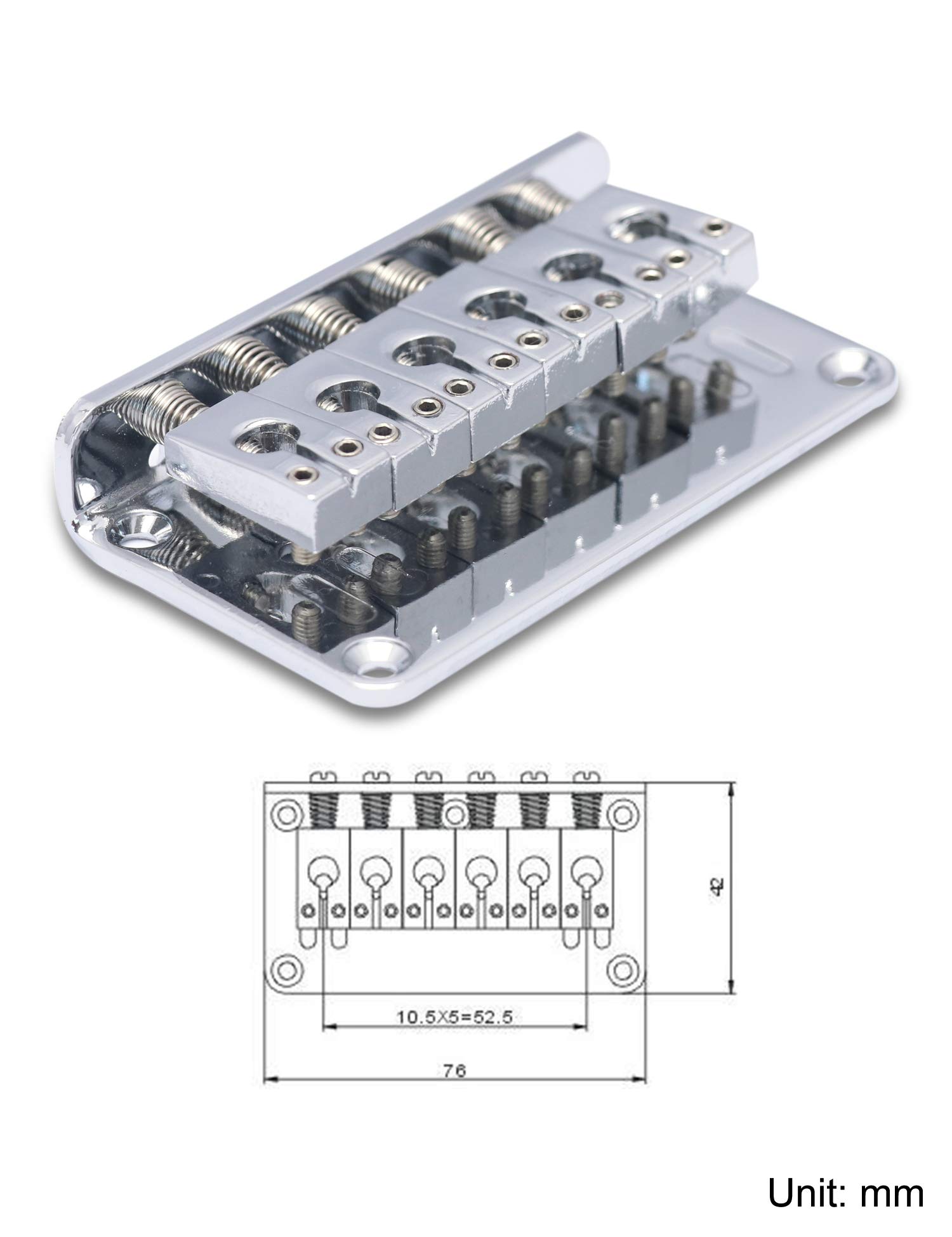 Metallor Guitar Saddles Bridge for Hardtail Strat Tele Electric Guitar Parts Replacement Chrome.
