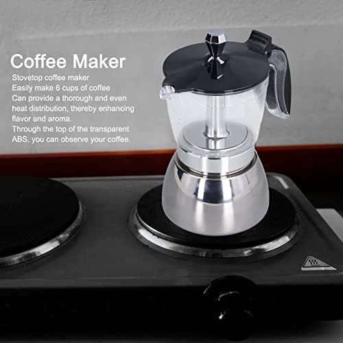 TOTITOM Stovetop Coffee Maker 6 Cup Moka Pot Clear ABS Top Stainless Steel Coffee Making Pot for Home Office Coffee Maker Espresso Maker