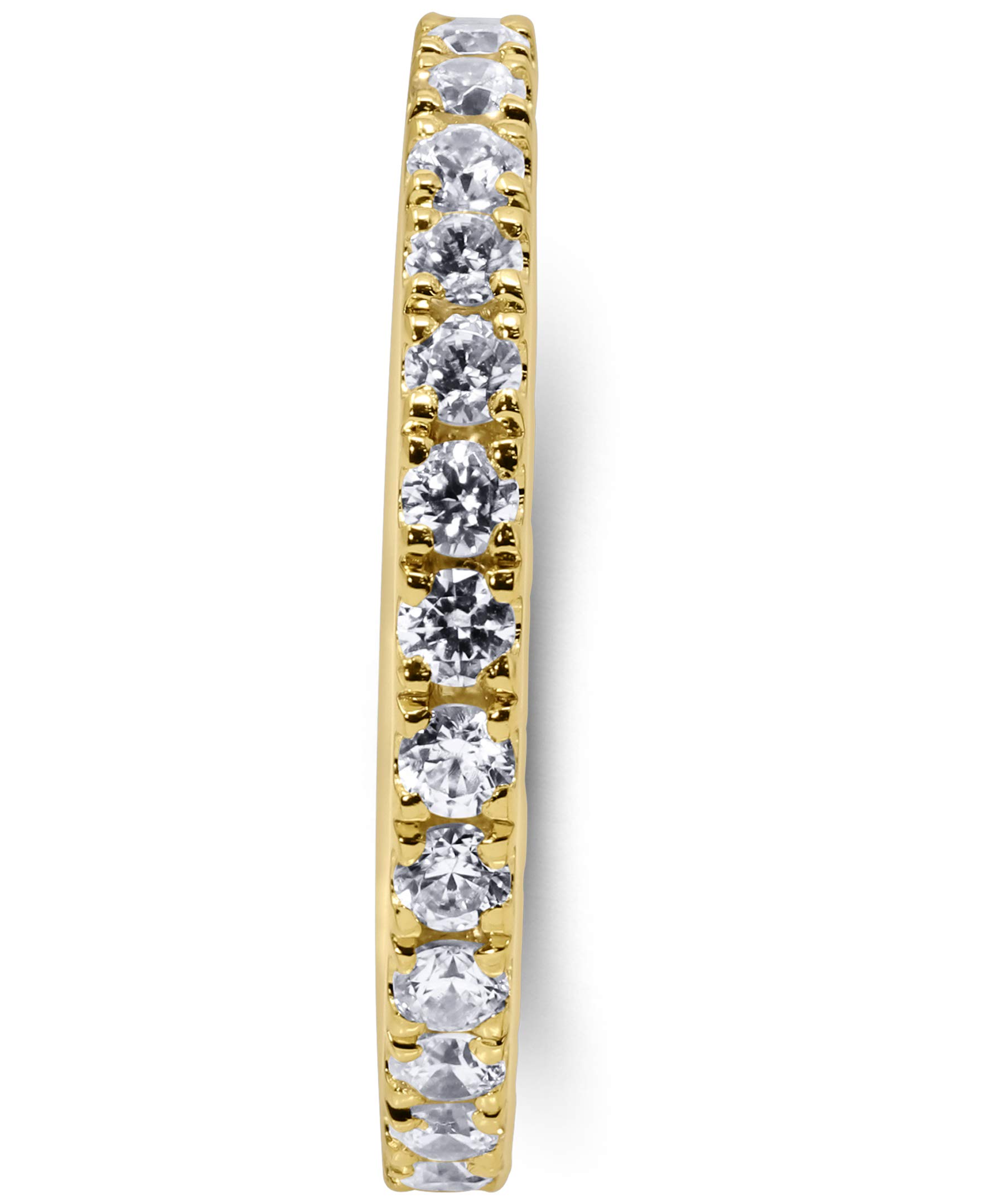 ORO LEONI 925 Sterling Silver Cz Eternity Band Ring - 14k Silver, Yellow And Rose Gold Plated (Yellow Gold, 9)