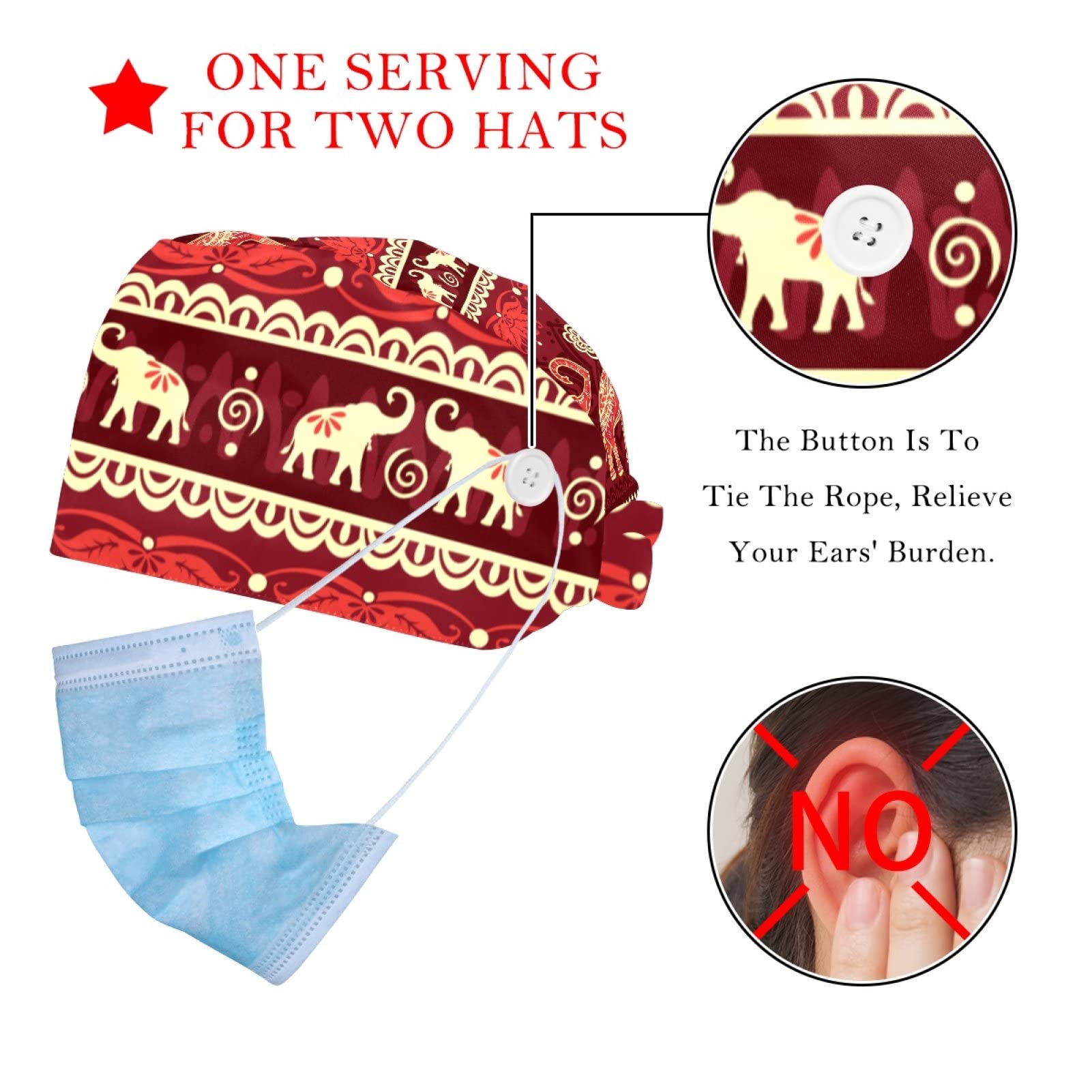 Pshhdgyhs Women and Men Surgical Cap African woman Working Hat One Size Multicolor Hat diameter is 18cm/7in