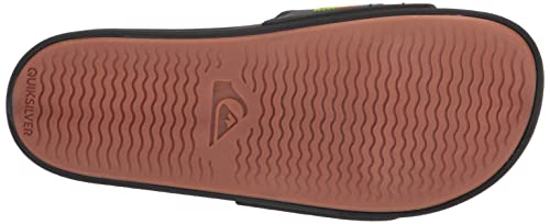 Quiksilver Men's Rivi Wordmark Slide 3 Point Sandal, Black/Orange/Blue, 11