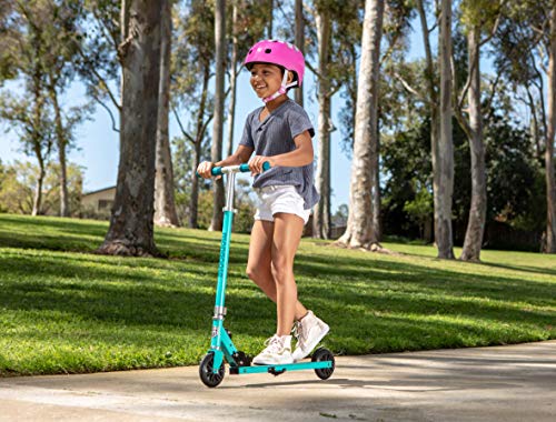 Mongoose Trace Youth/Adult Kick Scooter Folding and Non-Folding Design, Regular, Lighted, and Air Filled Wheels, Teal, 120mm Wheels