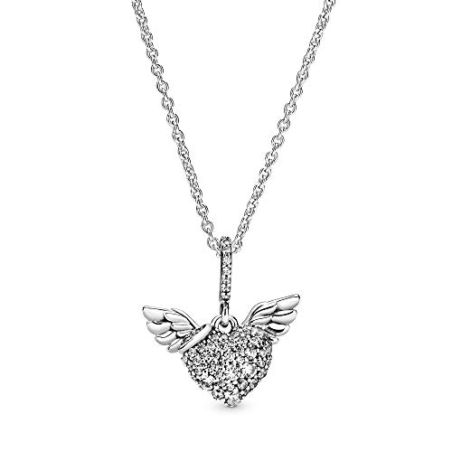 PANDORA Pave Heart & Angel Wings, Clear CZ