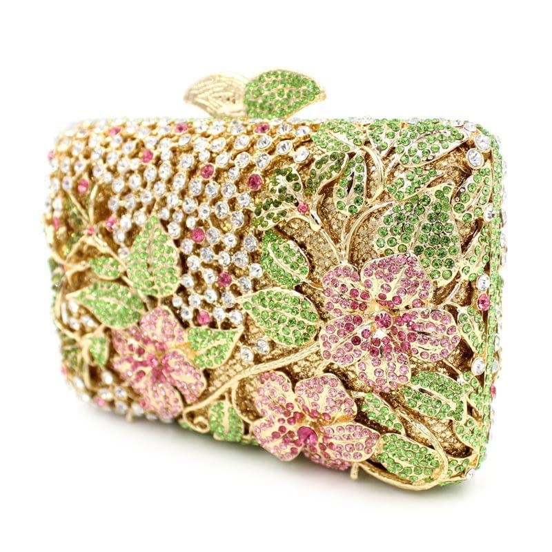 ZHUHW Women Colorful Crystal Hollow Out Clutch Bags Wallet Wedding Evening Bag