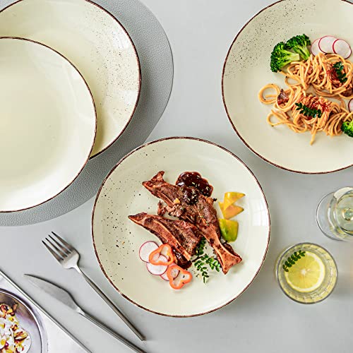 vancasso Navia Nature Dinner Plate Set of 4, Stoneware Vintage Look Cream Dinnerware Tableware, 10.5 Inch Snack/Salad/Fruit/Side Plate