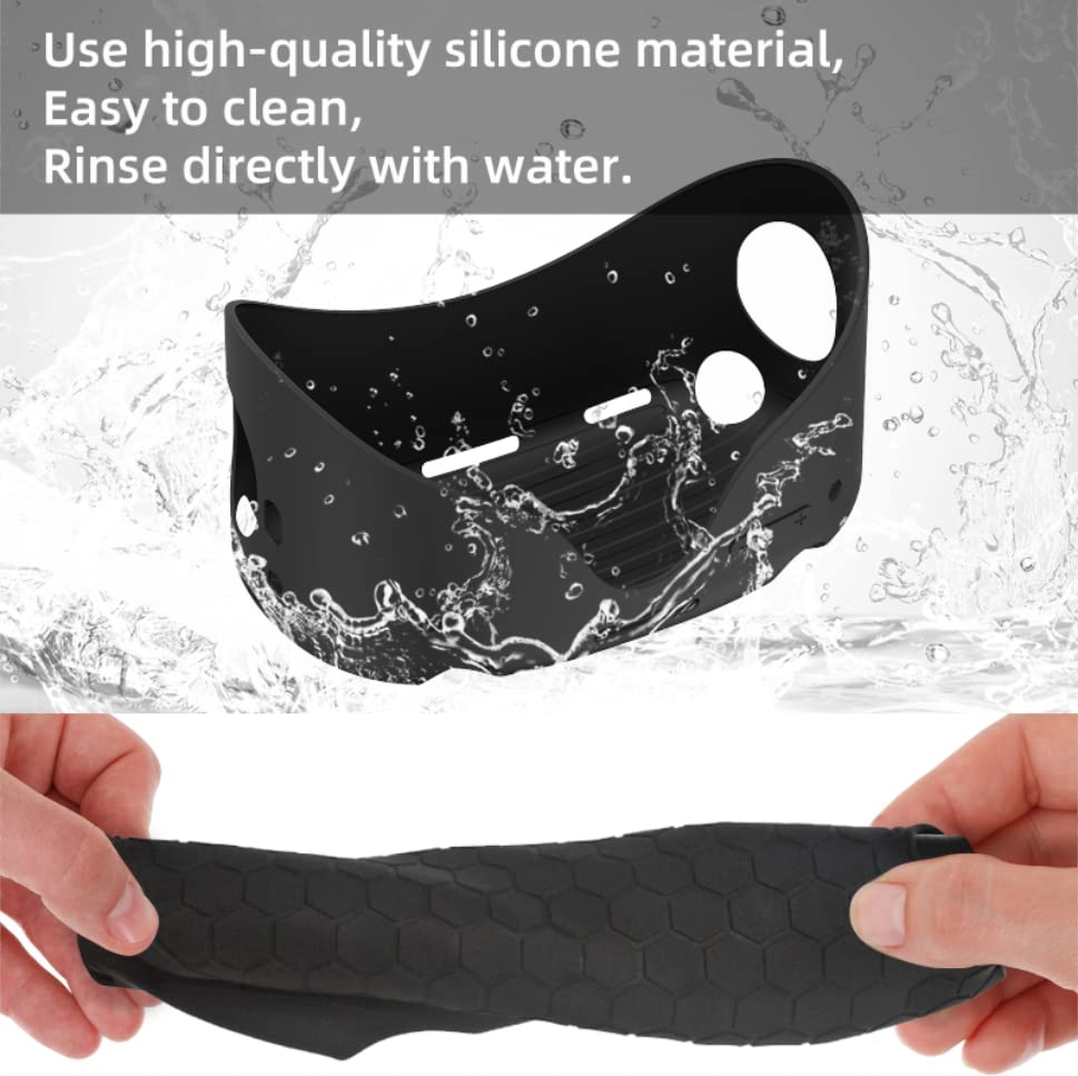 TATAVR VR Headset Protective Cover, Silicone VR Shell Front Face Protector Cover for Quest 2 Anti Scratch Anti Dust Anti Shock, Soft and Washable (Black)