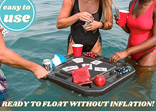 Polar Whale Floating Medium Poker Table Game Tray for Pool or Beach Party Float Lounge Durable Foam 23 Inch Chip Slots Drink Holders
