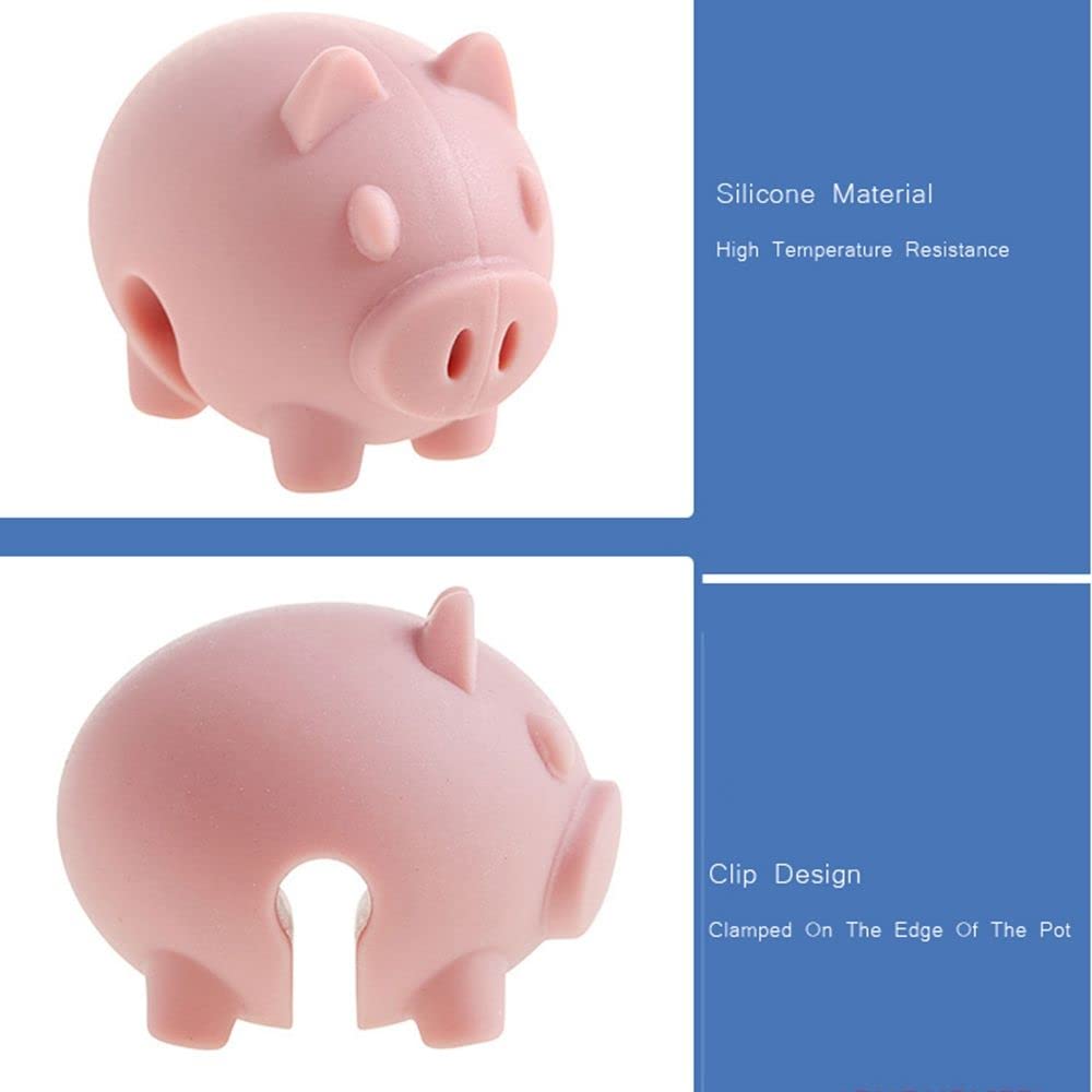 Pot Lid Clips Pig Chicken Spill Stopper Cartoon Silicone Kitchen Gadget Set Cooking Prevent Overflow Tool(1pc-pig)