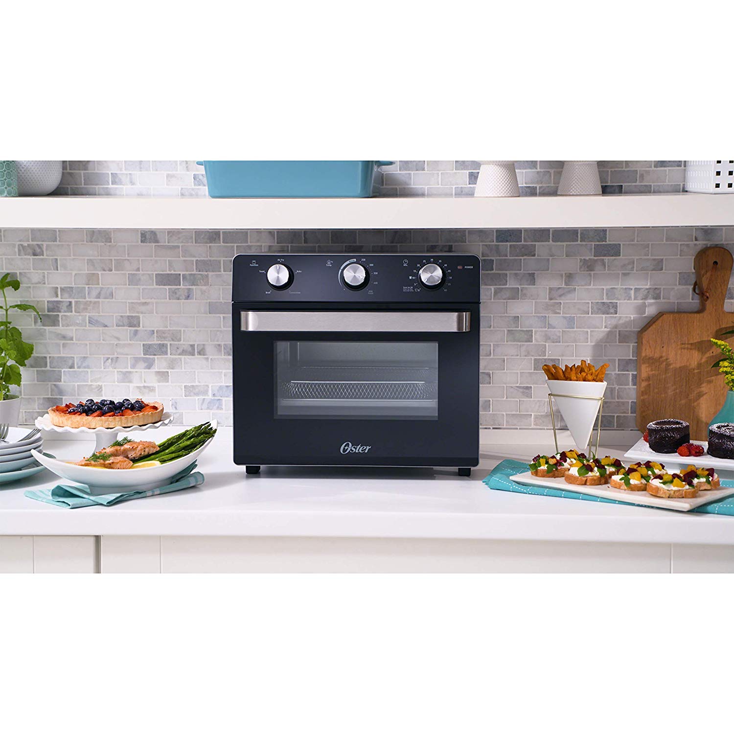 Oster 31160846 Countertop Toaster Oven with Air Fryer 22L 4 Slice in Black