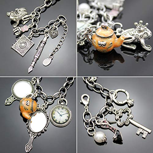 RechicGu Vintage Silver 2pcs Fairy Tale Movie Lucky Myth Charms Friendship Cuff Bangle Bracelet Wicca Gift