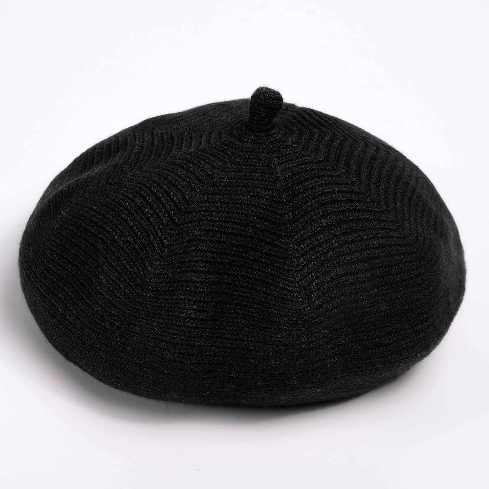 SONMONY Knitted Berets for Women Winter Fall French Hat with Little Tail Solid Color Slouchy Beanie Cap Artist Painter Hat