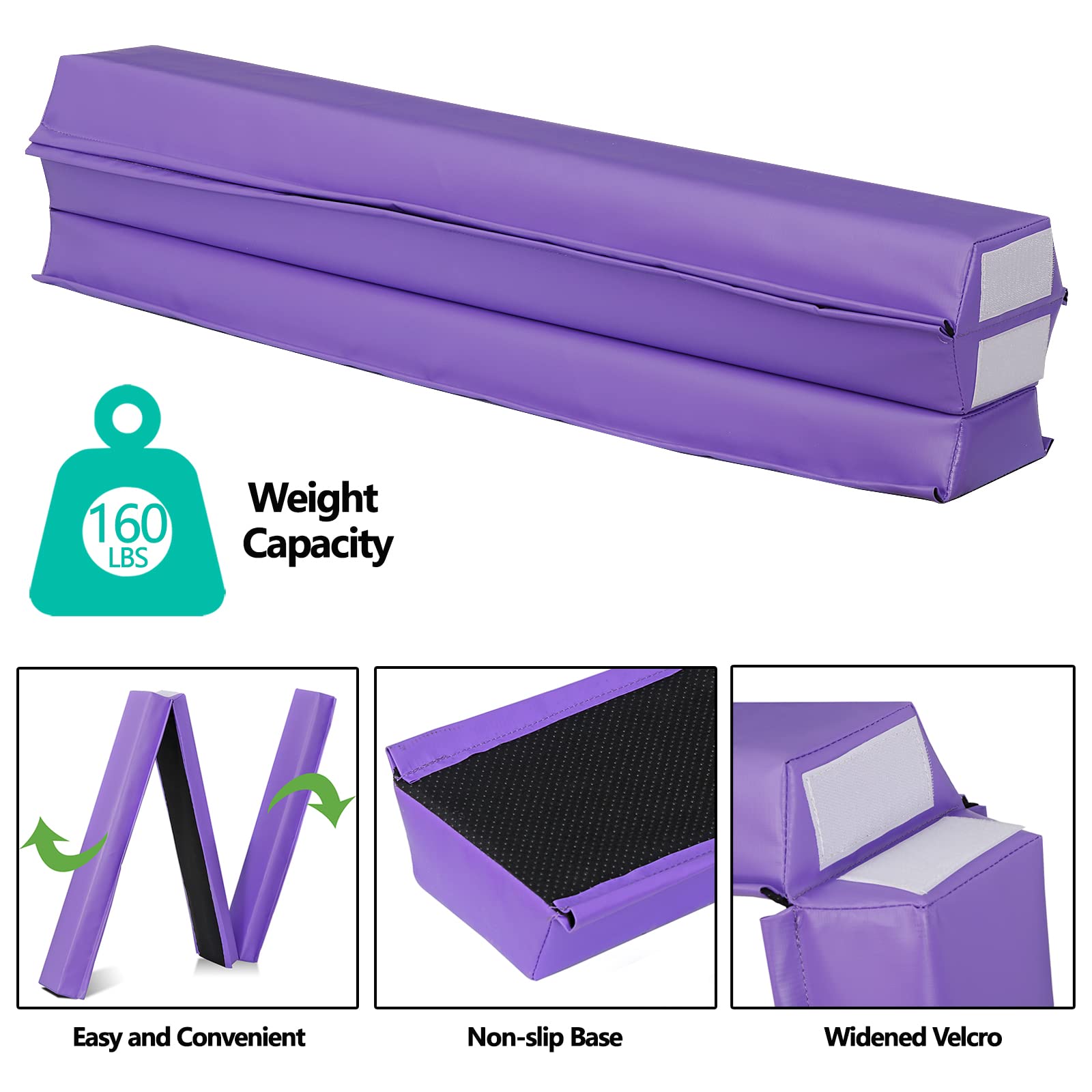 Oteymart Balance Beam Folding Gymnastics Beam Extra Firm Foam Anti-Slip Bottom Equipment for Floor Home Training, Kids, Adults (9)