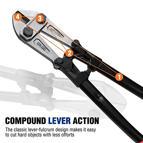 WORKPRO 30" Bolt Cutter, Chrome Molybdenum Steel Blade, Heavy Duty Bolt Cutter with Soft Rubber Grip, Cutting Tool for Cut Chain, Wire, Screw, Rivet