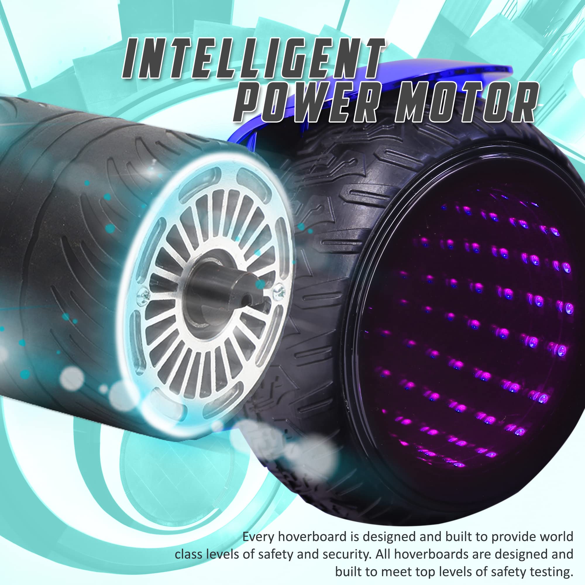 Newest Generation Electric Hoverboard Dual Motors Two Wheels Hoover Board Smart Self Balancing Scooter with Built-in Speaker LED Lights for Adults Kids Gift (Chrome Blue)