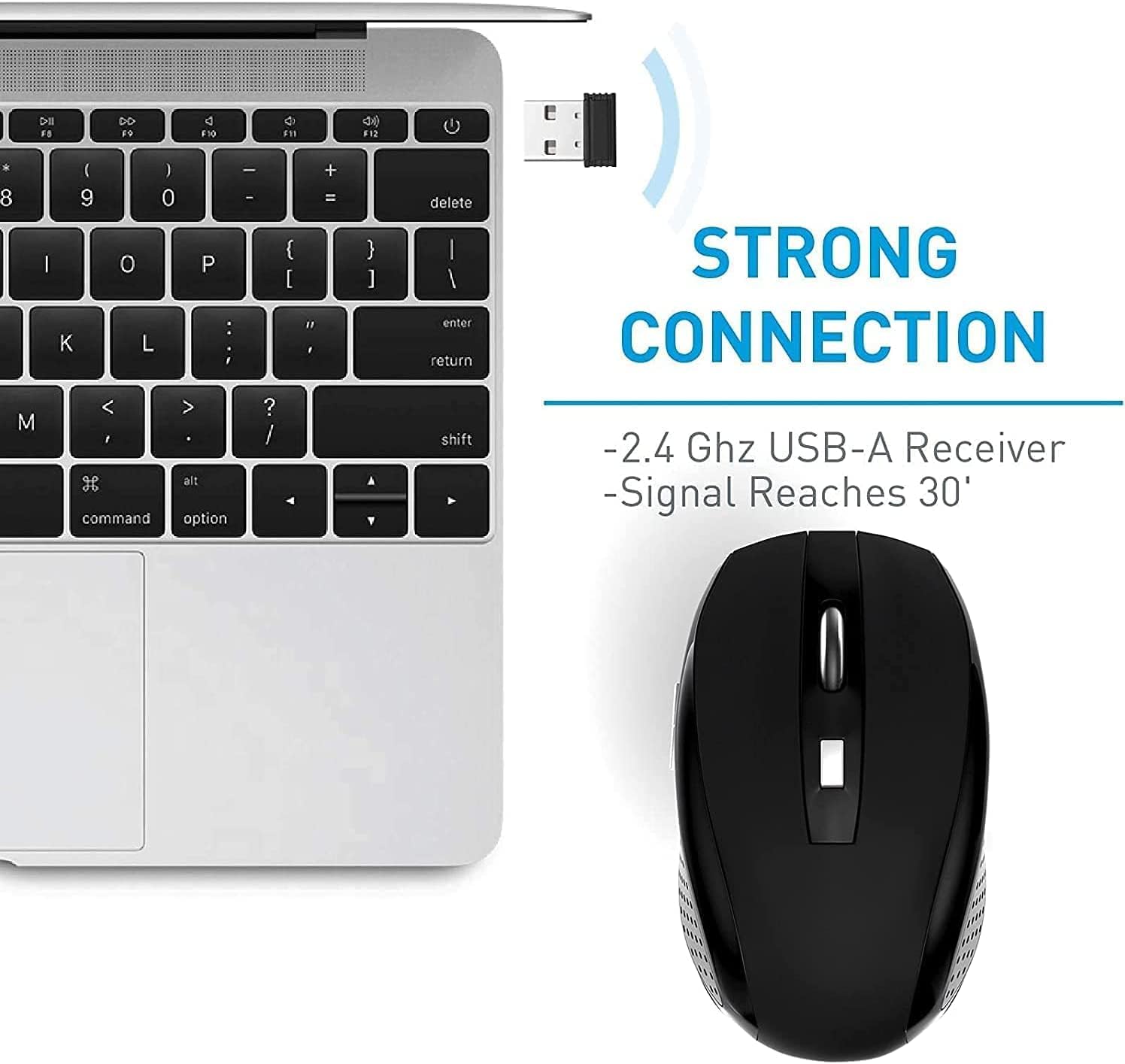 Wireless Mouse with USB - Silent, Slim Computer Mouse with Quiet Click for PC, Computer, Laptop, Desktop, Chromebook, Notebook, Mac (White)