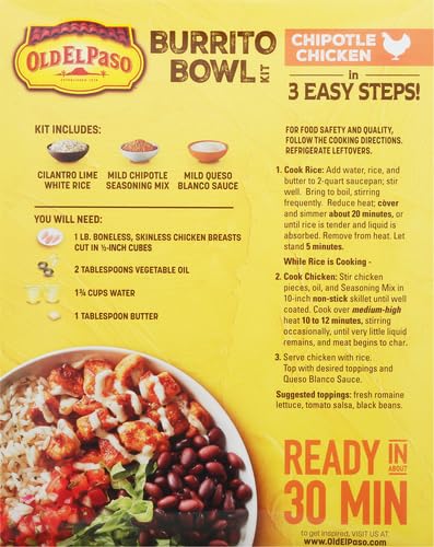 Old El Paso Burrito Bowl Kit Chipotle Chicken, 11 oz