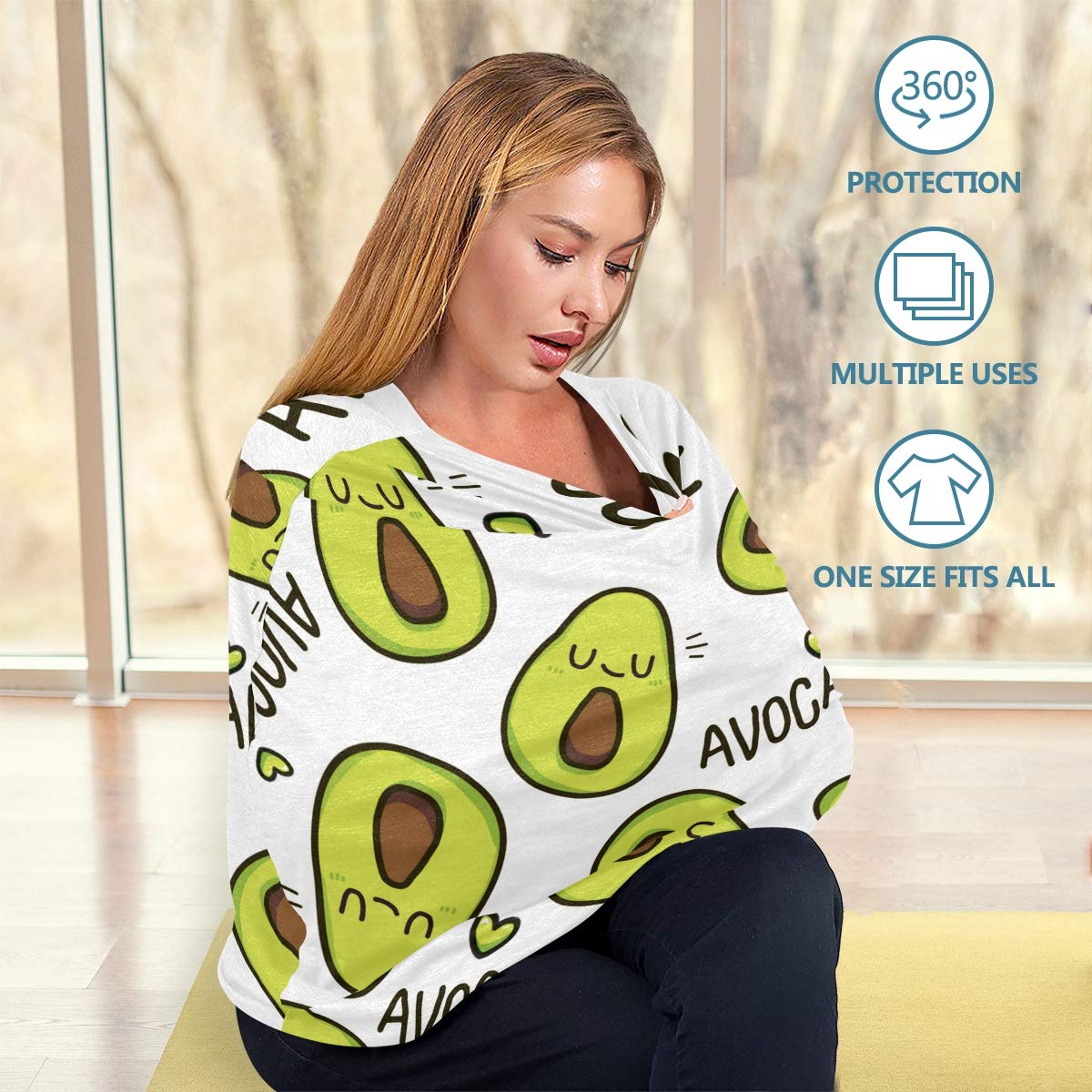 Nursing Cover Breastfeeding Scarf Avocado- Baby Car Seat Covers, Stroller Cover, Carseat Canopy (k9)