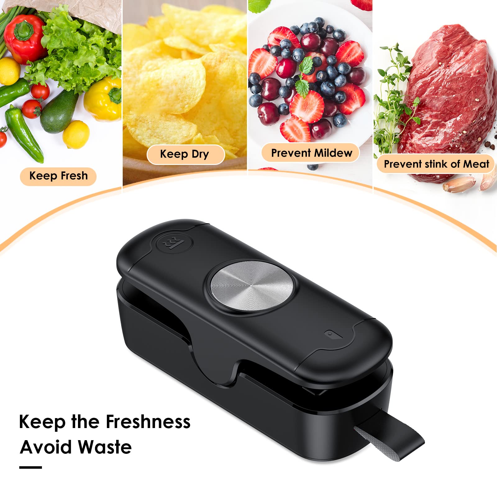 OEOP Mini Chip Bag Sealer, 2 in 1 with Cutter Handheld Plastic Heat Seal Vacuum Sealer Machine Kitchen Gadget for Mylar/Food Storage Bag