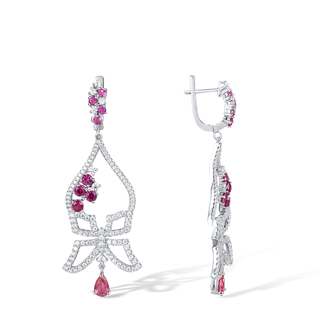 Santuzza 925 Sterling Silver Golden Handstand Rose Drop Earrings Cubic Zirconia Yellow Plated Stud Earrings for Women