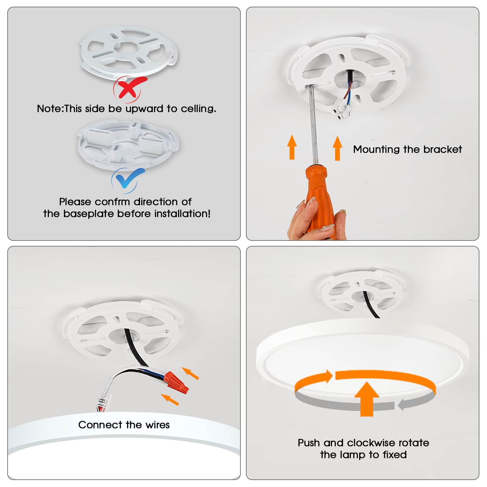 Roomratv LED Flush Mount Ceiling Light with Nightlight - 12" 24W 2400LM Surface Mount Light Fixture with 5 CCT Color Temperature Options