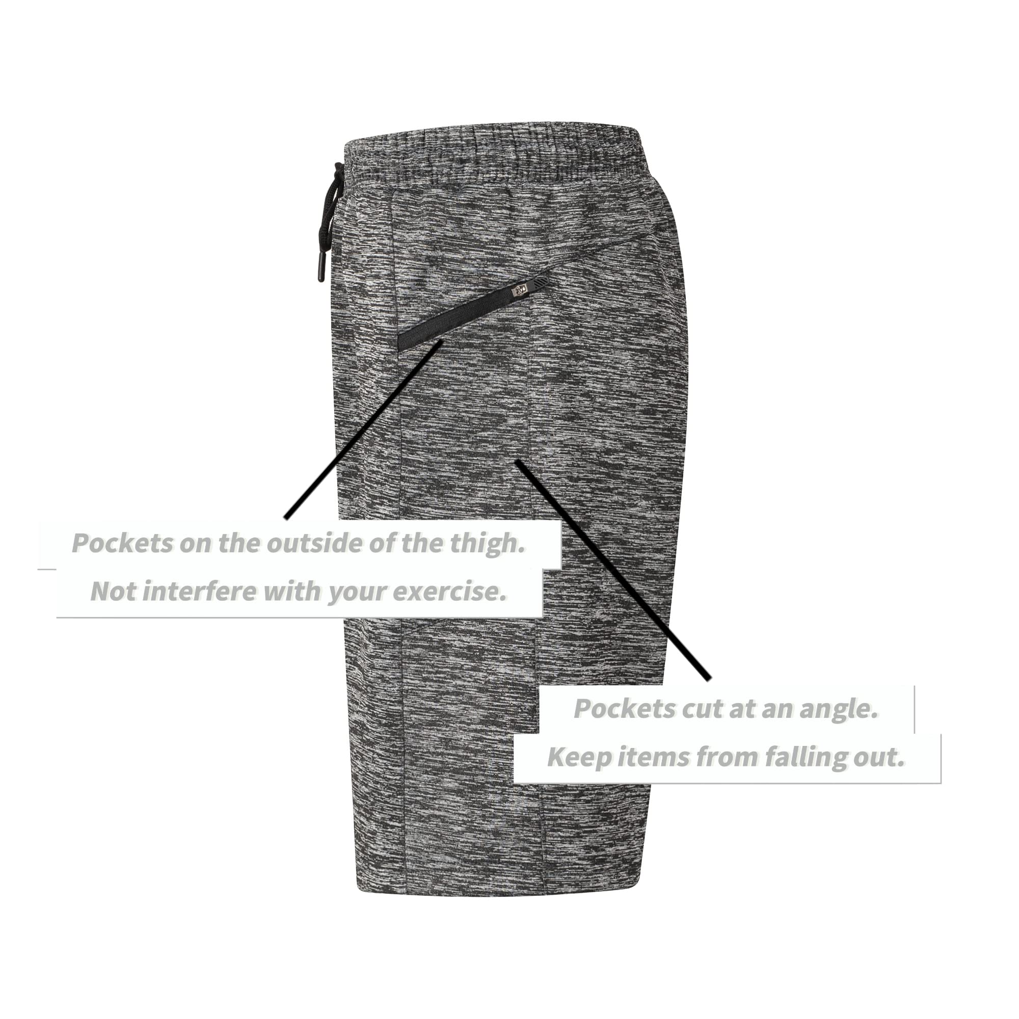 PRTCYPNT Men's Athletic Workout Shorts Casual 10" Gym Running Shorts with Zipper Pockets Drawstrings Charc XL Charcoal
