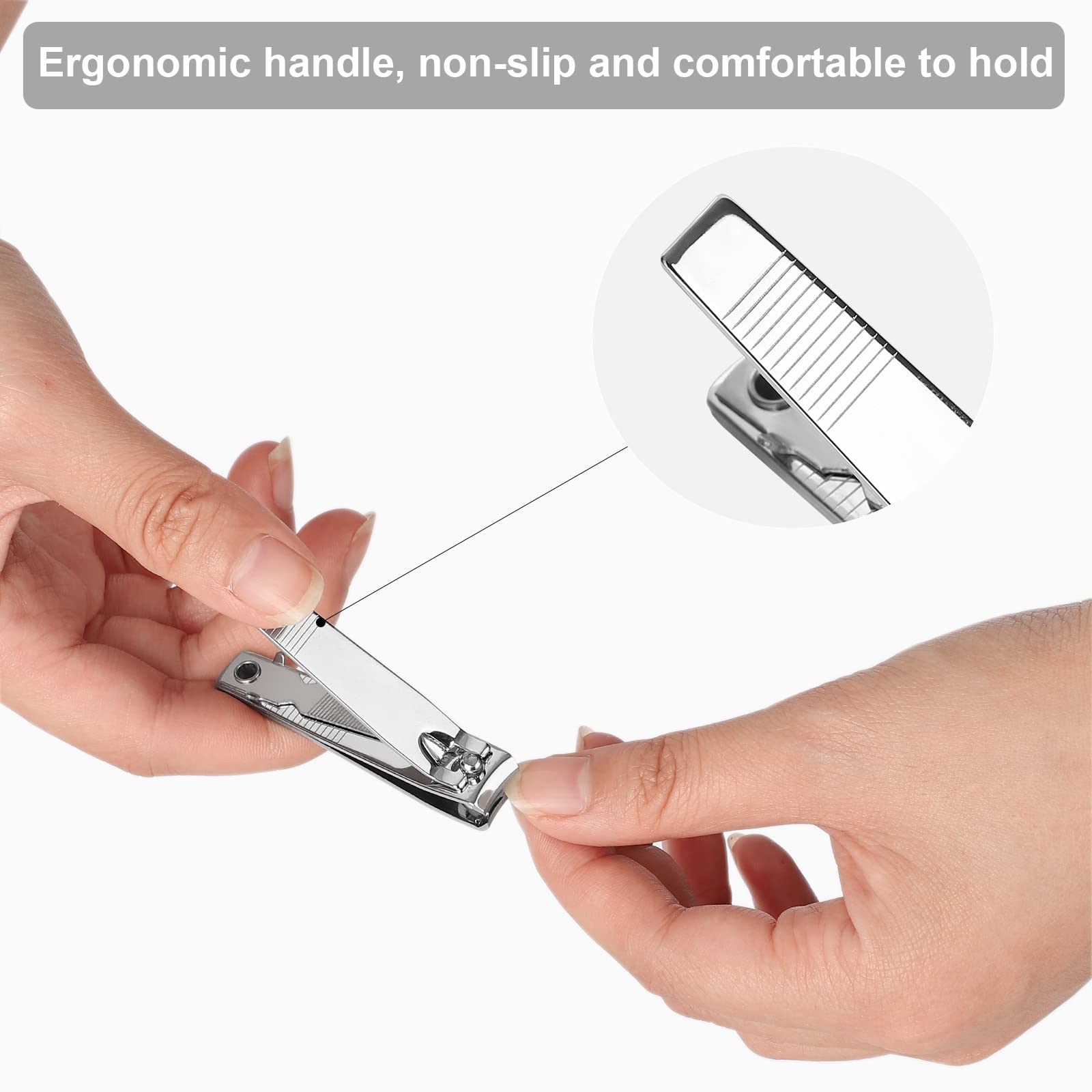 Miloethan Nail Clippers Set, 2Pcs Sharp Curved Fingernail & Toenail Clippers with Nail File for Men and Women, Classic, Silver