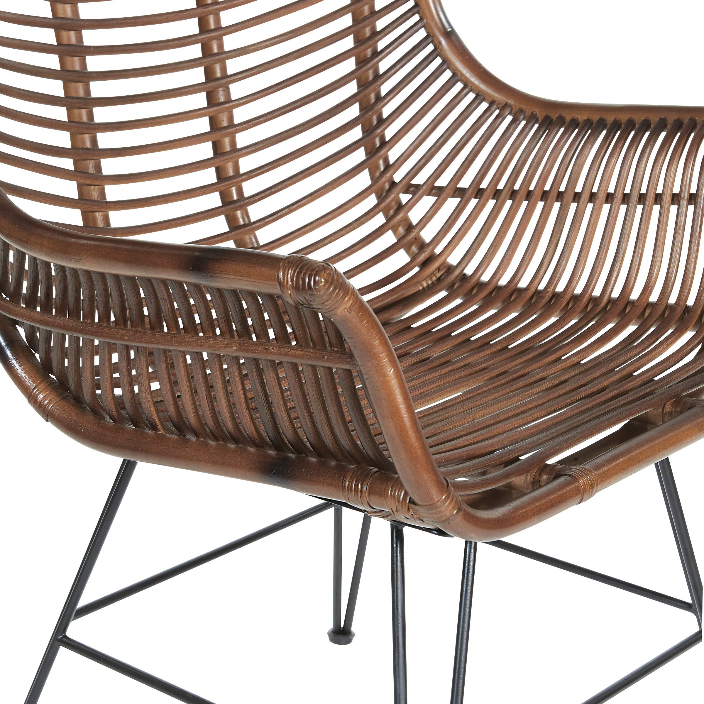 OSP Home Furnishings Dallas Rattan Club Chair, Brown
