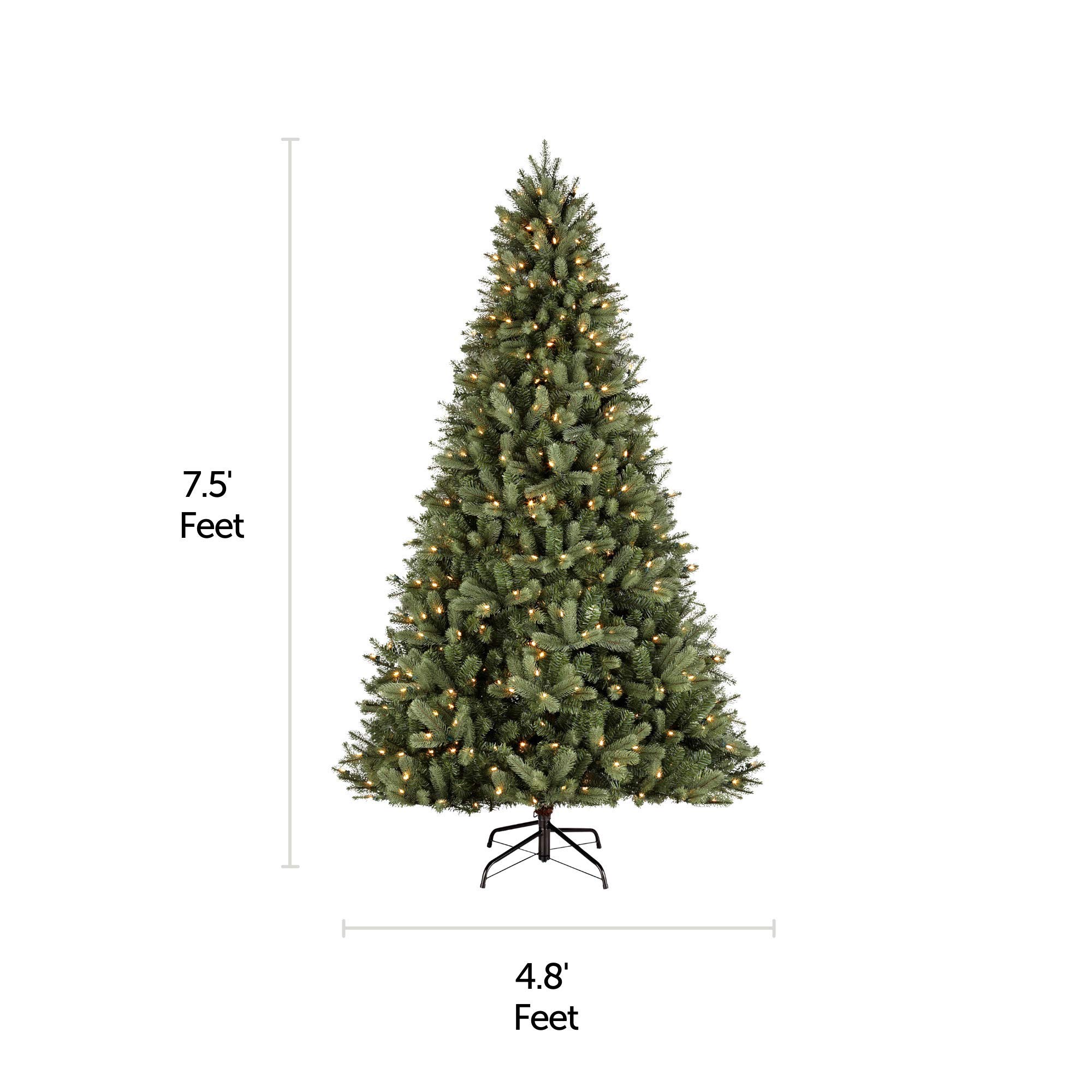 NOMA CTI1514418 7.5 Foot Winston Artificial 1789 Branch Tips Spruce Prelit with 500 Warm White LED Lights Holiday Christmas Tree, Green