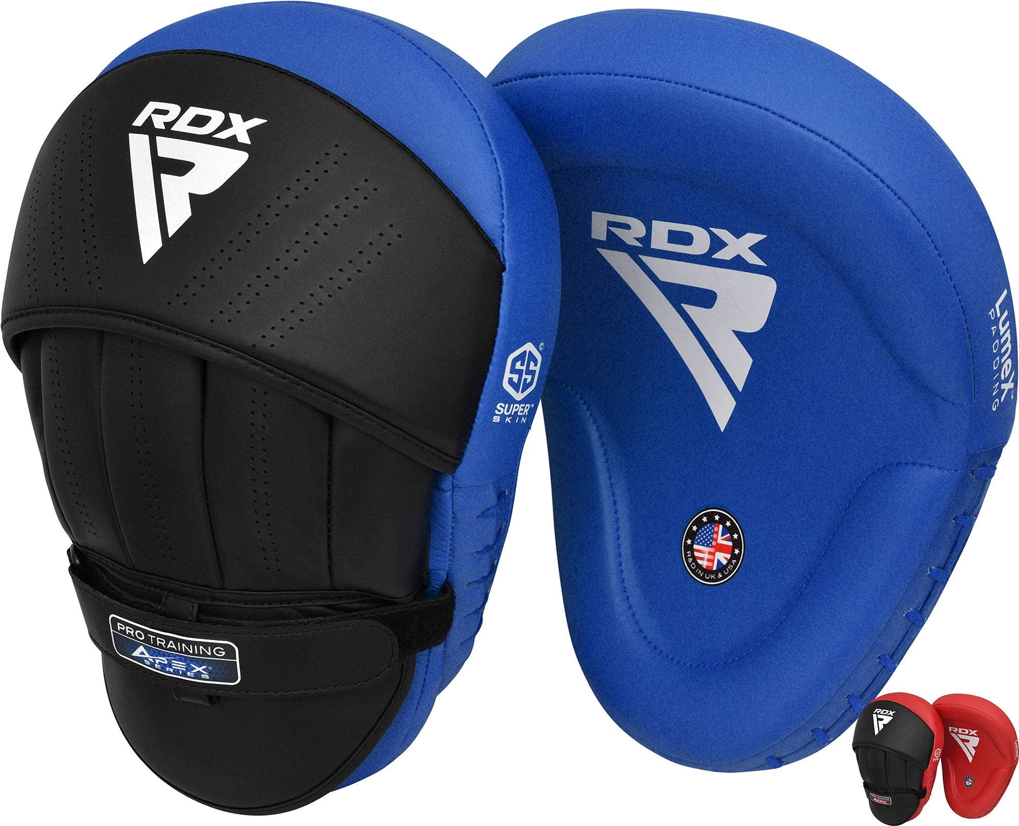 RDX Boxing Pads Curved Focus Mitts, Maya Hide Leather APEX Hook and jab Training Pad, Adjustable Strap Ventilated, MMA Muay Thai Kickboxing Coaching Martial Arts Punching Hand Target Strike Shield