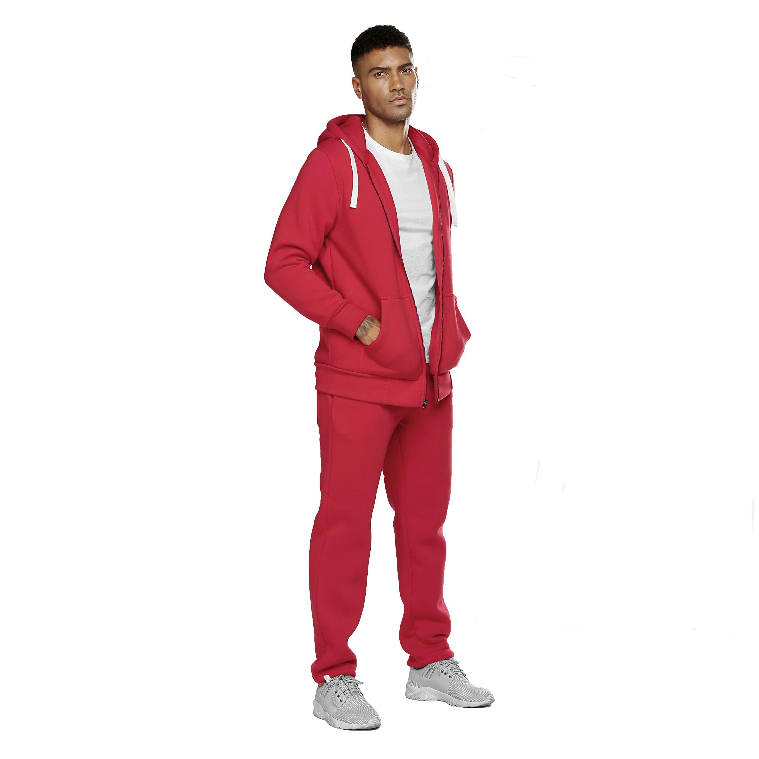 R RAMBLER 1985 Mens Sweatsuits 2 Piece Casual Athletic Long Sleeve Tracksuit Set Jogging Suit for Running,Exercise,Traning(Red,M)