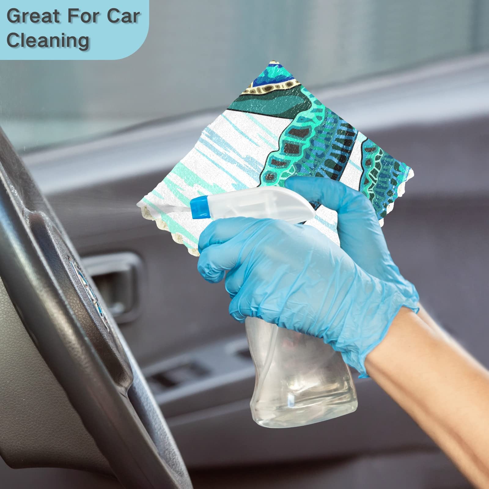 Sea Turtle Turquoise Teal Kitchen Dish Cloths Ocean Sea Life Marine Microfiber Cleaning Towels Absorbent Dishcloths Fast Drying Washcloths for Car Window Bathroom 11x11 inch Pack of 6