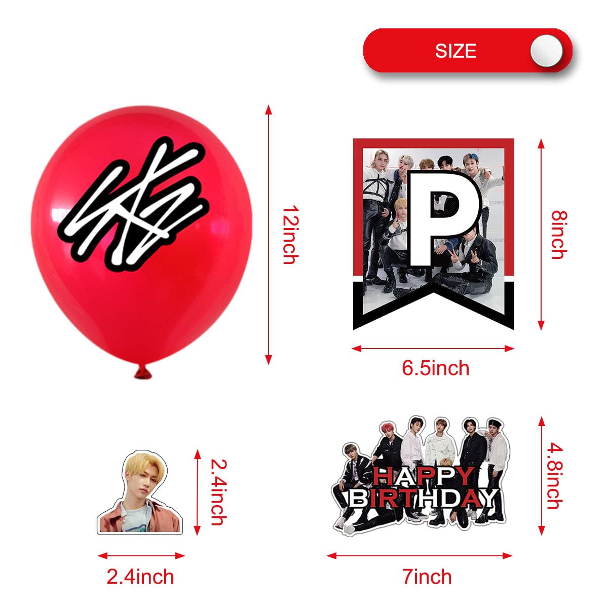 OULUN STRAY-KIDS Party Supplies, STRAY-KIDS Party Decorations Include Happy Birthday Banners, Cake Toppers, Cupcake Toppers, Balloons