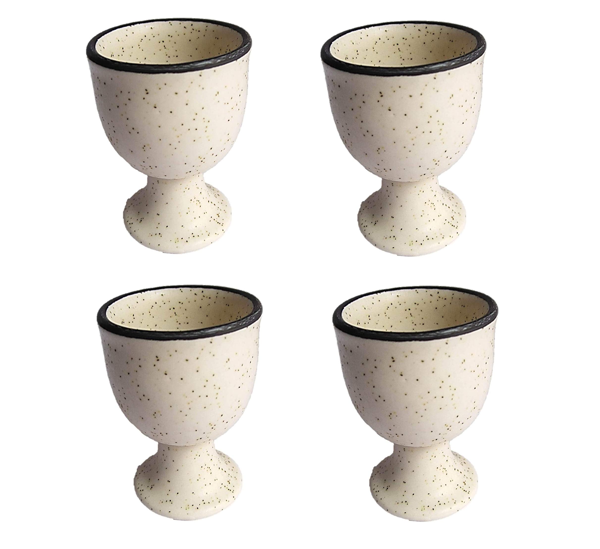 Soft Boiled Egg Holder | Ceramic Egg Cup Set | Ceramic Egg Holder Pottery Housewarming Gift set of 2 (Black)