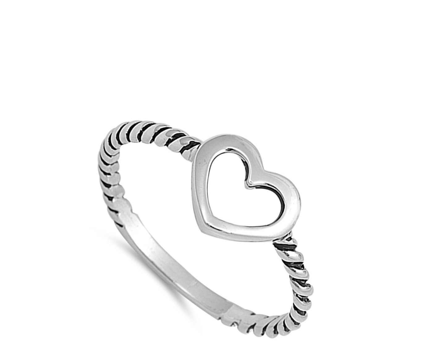 Oxidized Twist Heart Purity Promise Ring New 925 Sterling Silver Band Size 11