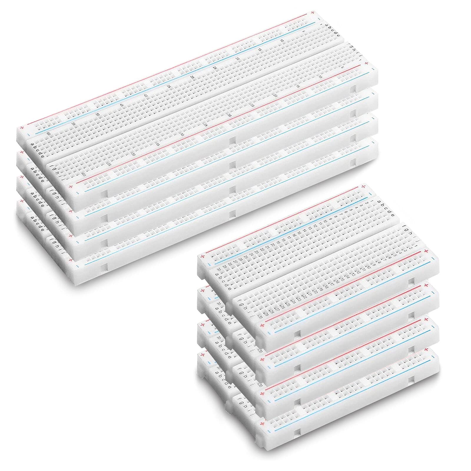 PETTYOLL 8 PCS Breadboards Include 4PCS 400 Points 4PCS 830 Points Soderless Bread Boards for Proto Shield Distribution Connecting Blocks