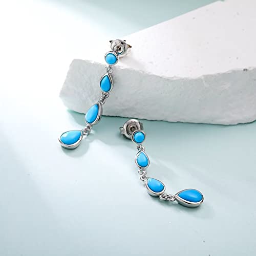 supermodel 1.5 Inch Long Teardrop Earrings 925 Sterling Silver Nature Turquoise Dangle Earrings for Women