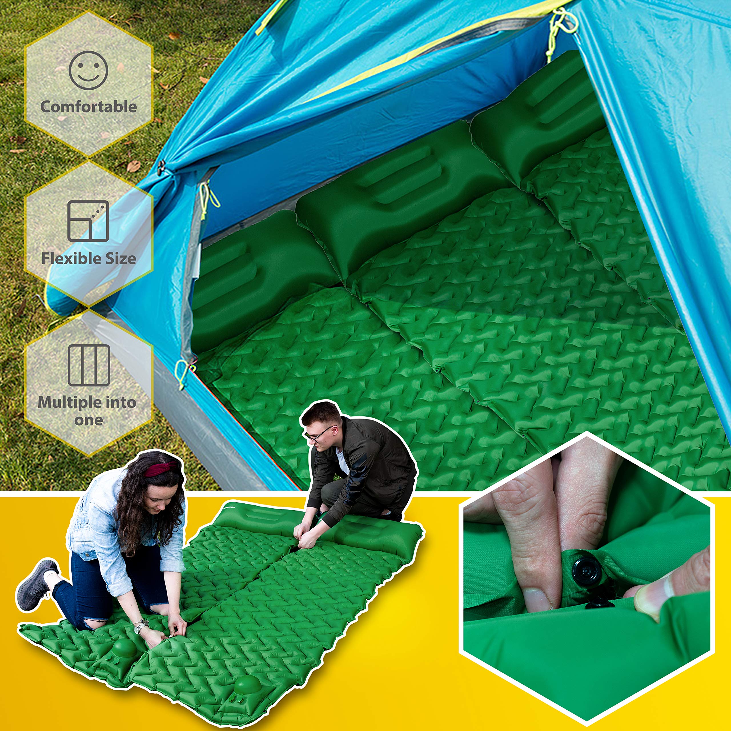POPCHOSE Camping Sleeping Pad, Ultra-Lightweight Air Mattress with Built-in Pump, 75x25 Inch