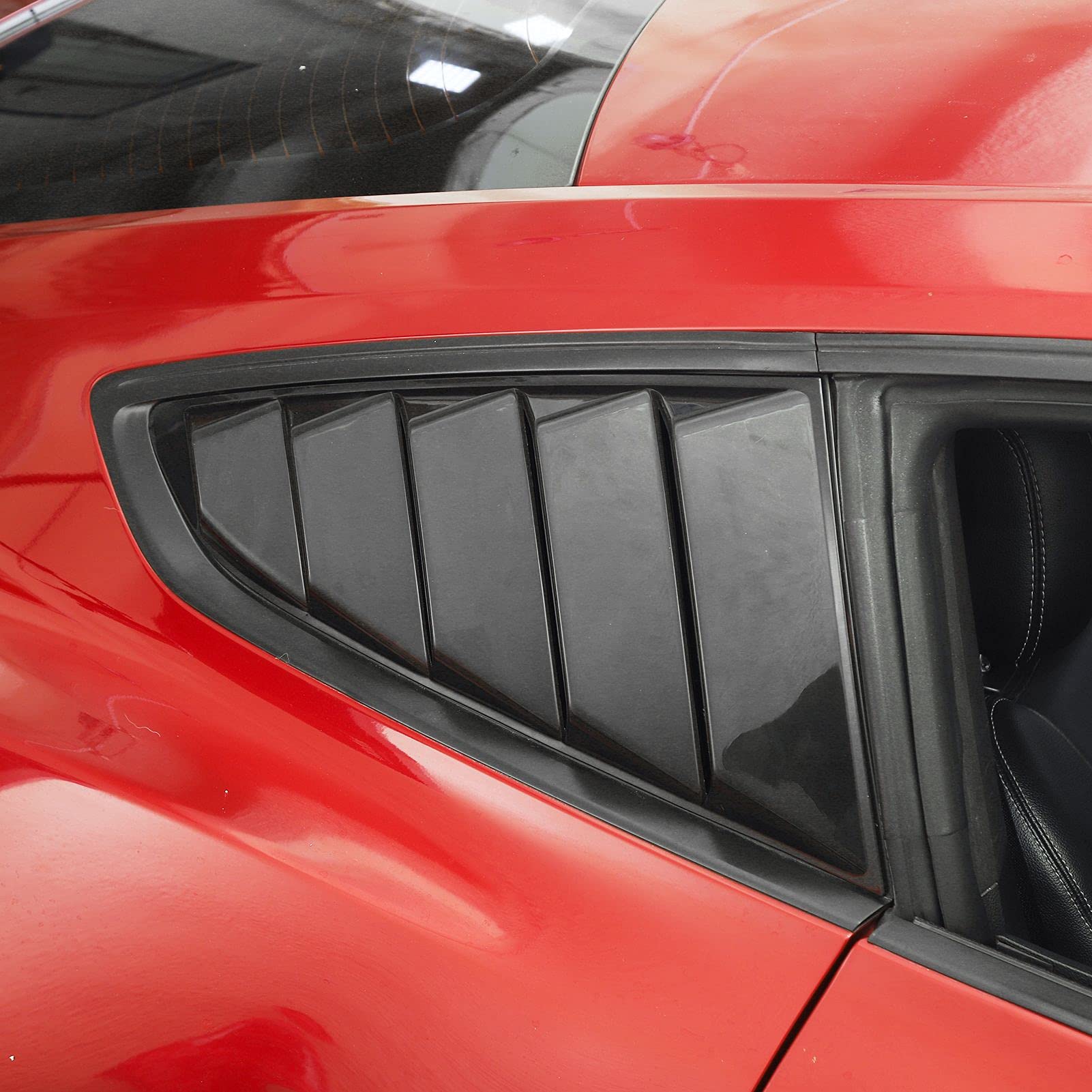 RT-TCZ Rear Quarter Side Window Scoop Louvers Sun Shade Cover Wind Vent Air Deflector Decoration Exterior Accessories for Ford Mustang 2015-2022,2PCS (Black)